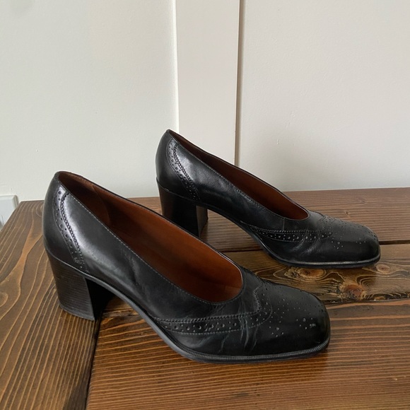 Etienne Aigner | Shoes | Etienne Aigner Leather Black Block Heel Shoes ...